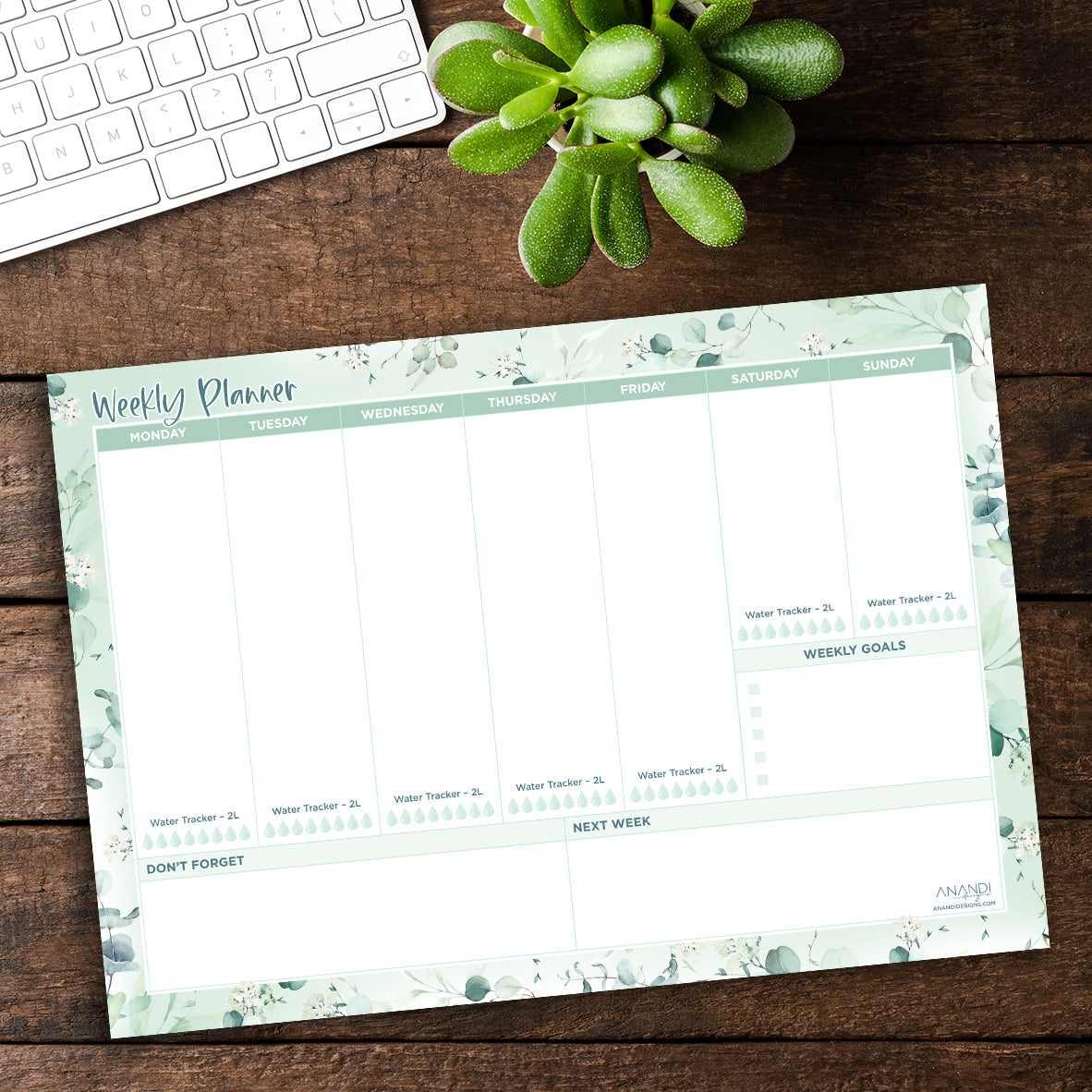 Desktop Weekly Planner A4 - Eucalyptus Design – Anandi Designs