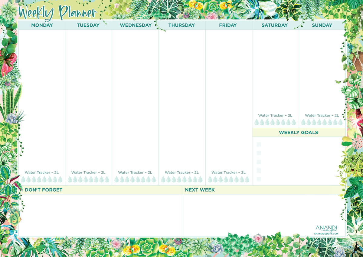 Desktop Weekly Planner A4 - Plant Lover Design – Anandi Designs